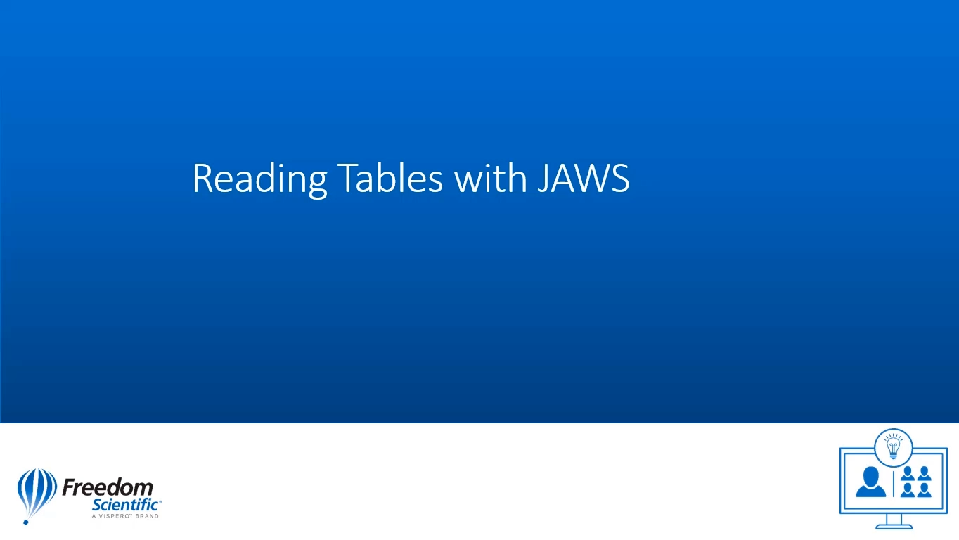 7.3 Reading Tables with JAWS
